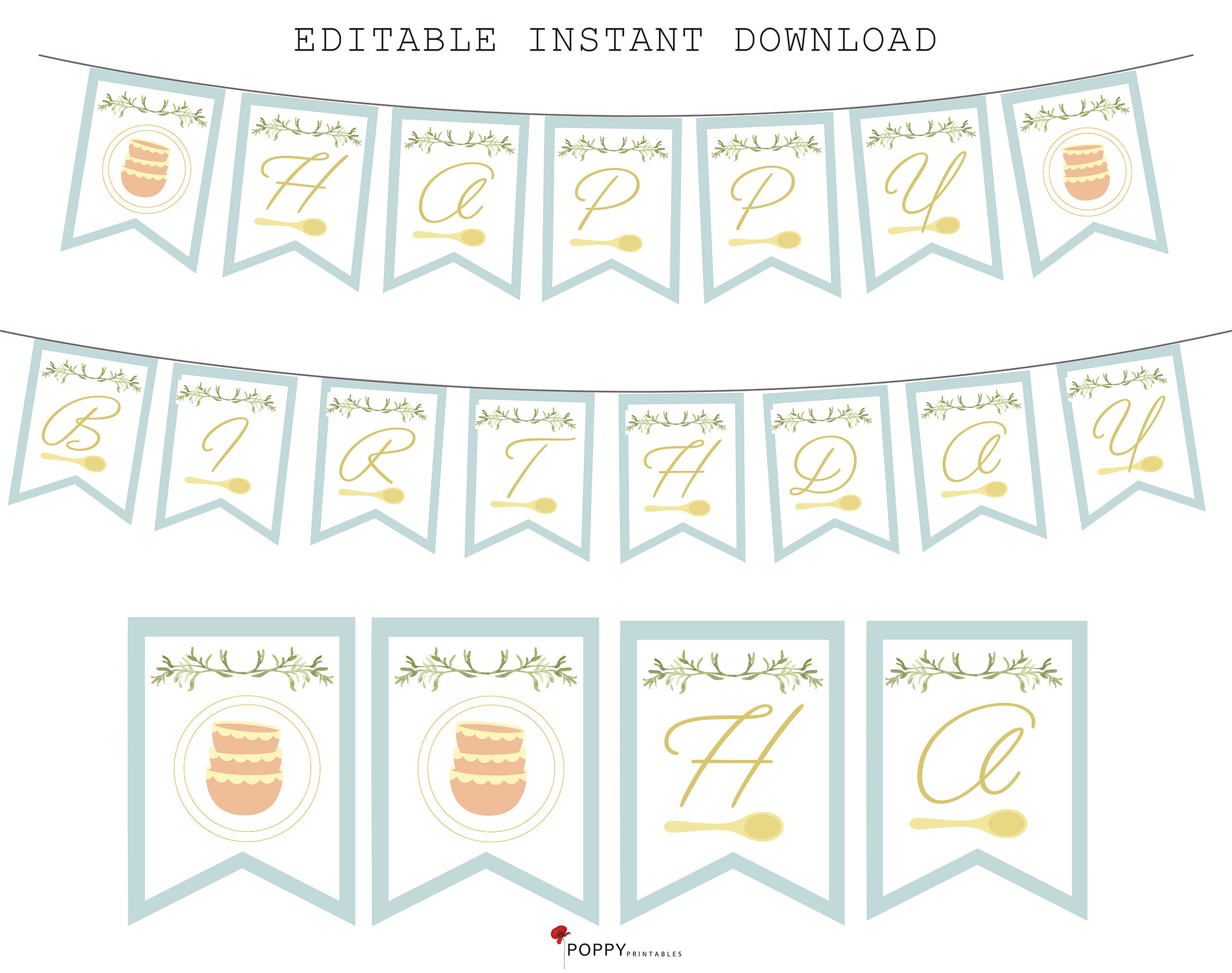 Baking Printable Banner INSTANT DOWNLOAD EDITABLE Text | Etsy