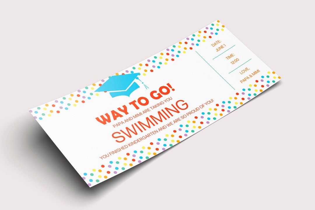 Swimming Preschool Kindergarten Graduation Gifts Coupon - INSTANT ...