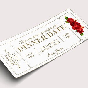Valentine's Day Dinner Date Gift Voucher - INSTANT DOWNLOAD - EDITABLE ...