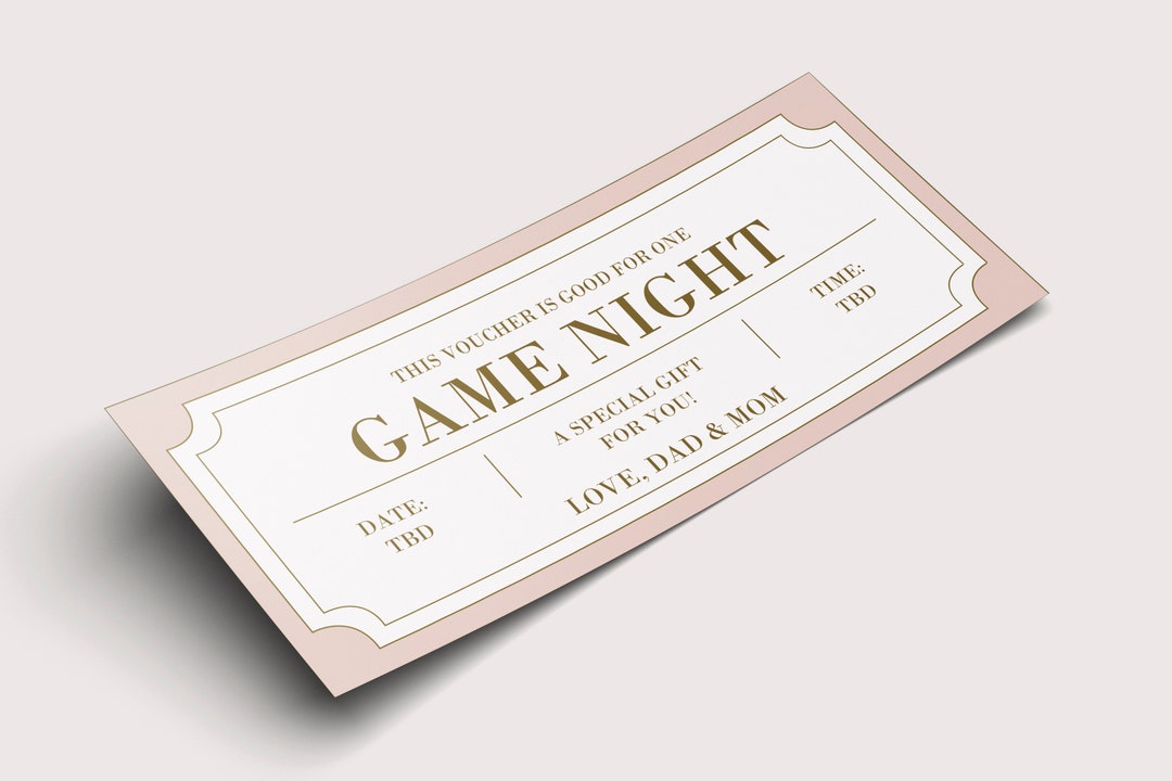 Game Night Coupon Voucher - INSTANT DOWNLOAD - EDITABLE Text ...