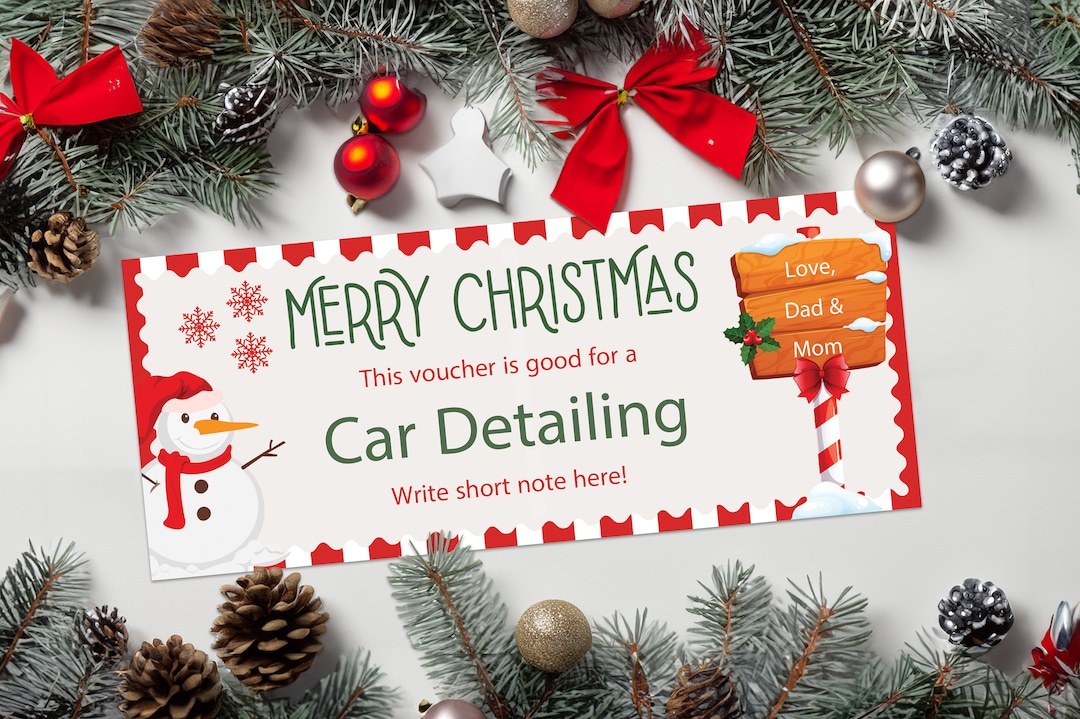 Christmas Car Detailing Gift Certificate Coupon - INSTANT DOWNLOAD ...