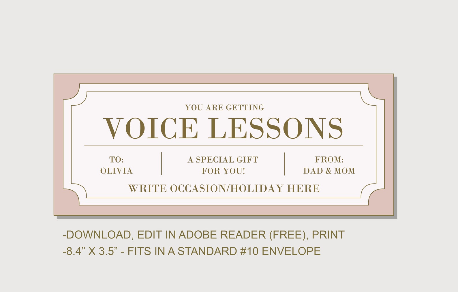 Voice Lessons Coupon Voucher INSTANT DOWNLOAD EDITABLE - Etsy