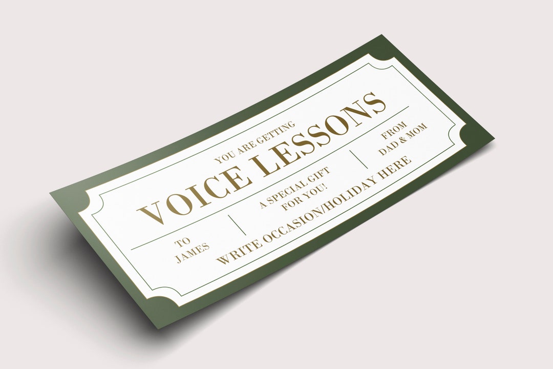 Voice Lessons Coupon Gift Certificate - INSTANT DOWNLOAD - EDITABLE ...