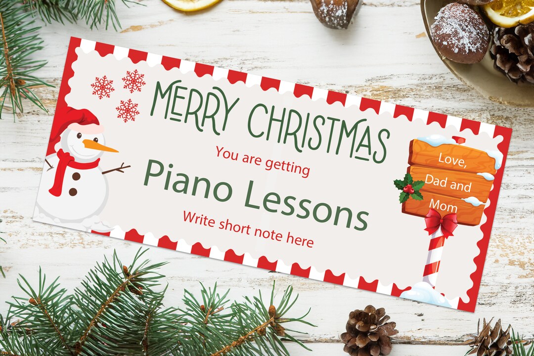 Piano Lessons Coupon Voucher - INSTANT DOWNLOAD - EDITABLE Text ...