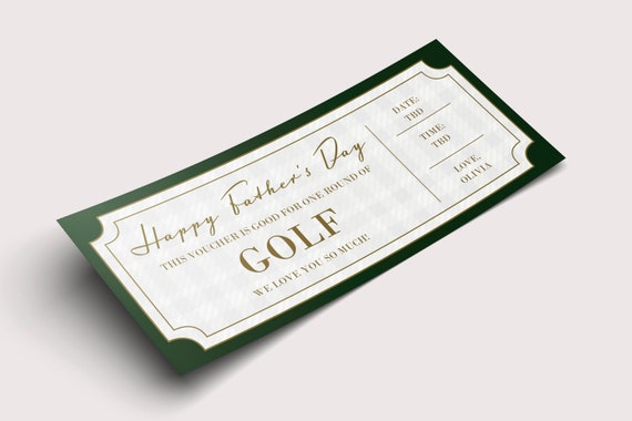 Father's Day Gift Golf Certificate Coupon INSTANT - Etsy