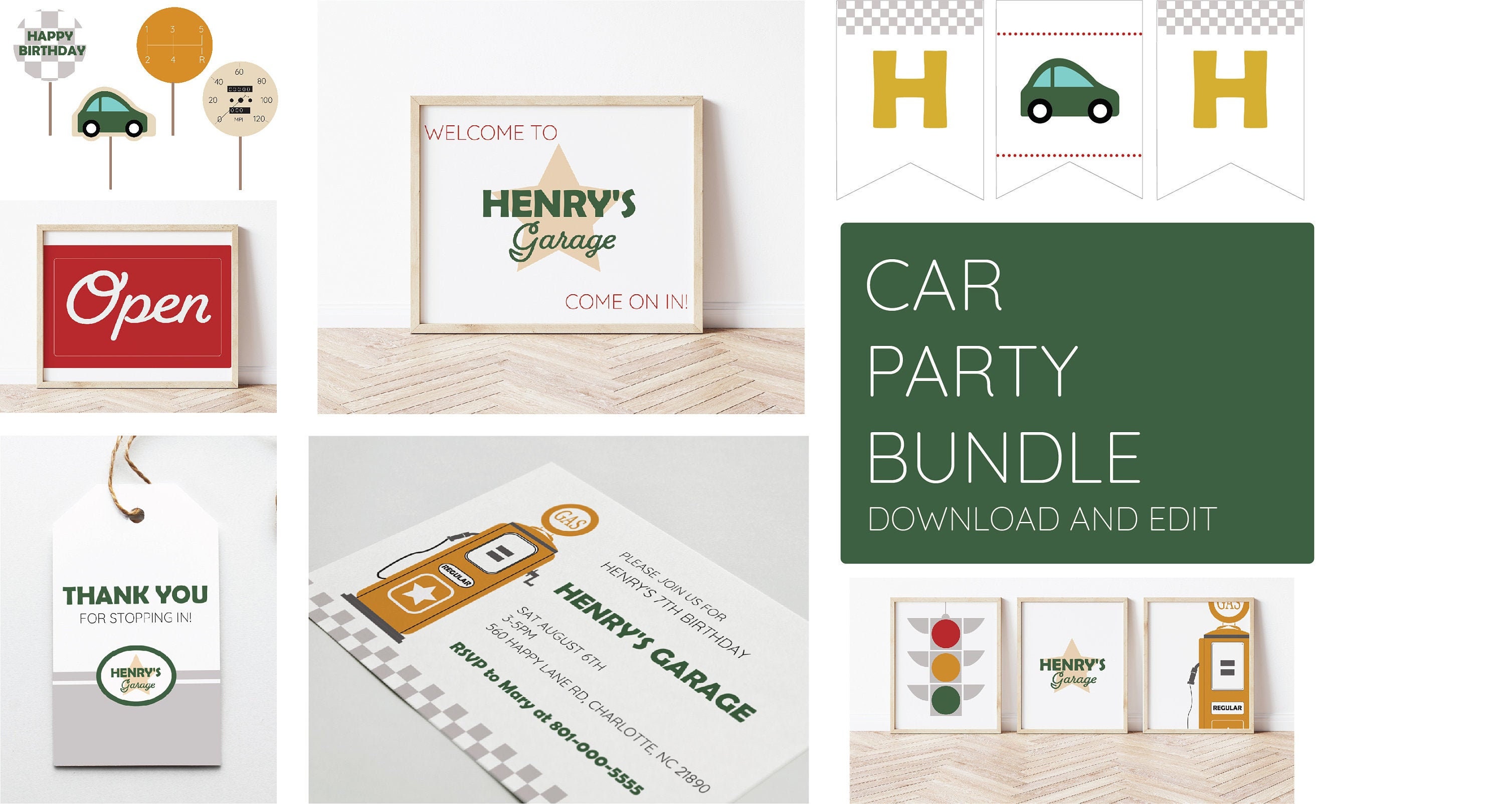 Classic Car Party Printable Bundle INSTANT DOWNLOAD - Etsy