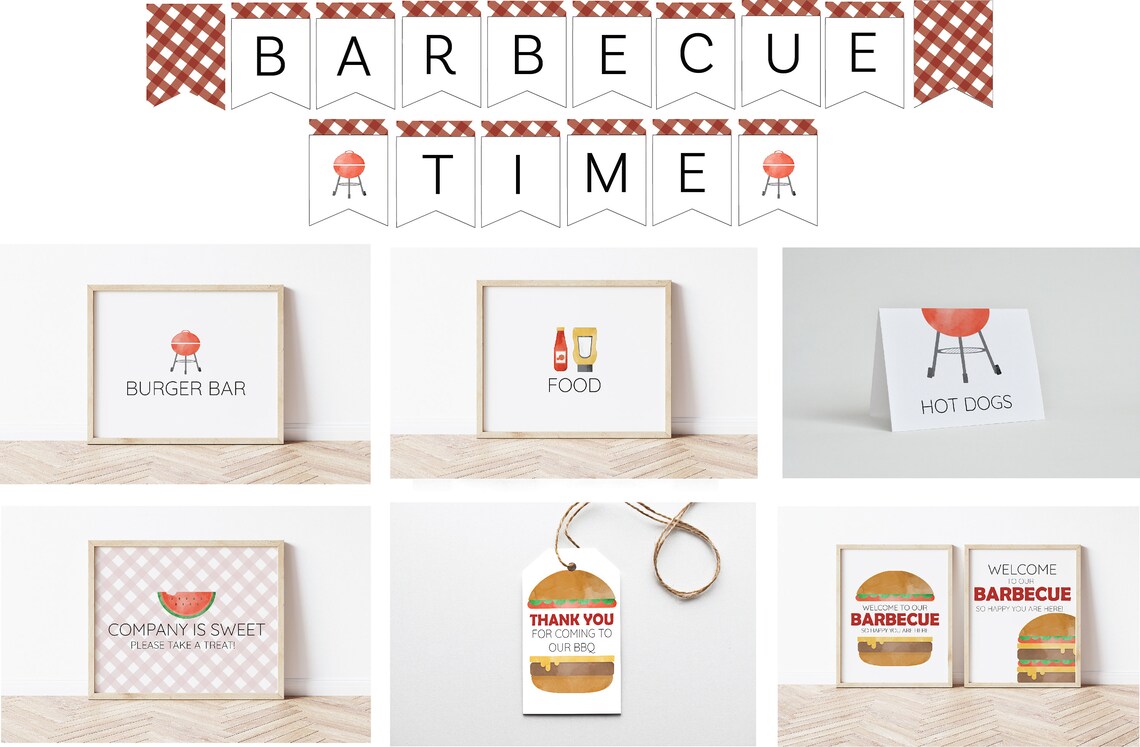 BBQ Party Printable Bundle - INSTANT DOWNLOAD - Non-editable Text ...