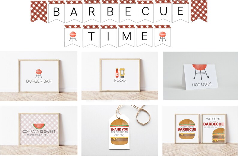 BBQ Party Printable Bundle - INSTANT DOWNLOAD - Non-editable Text ...