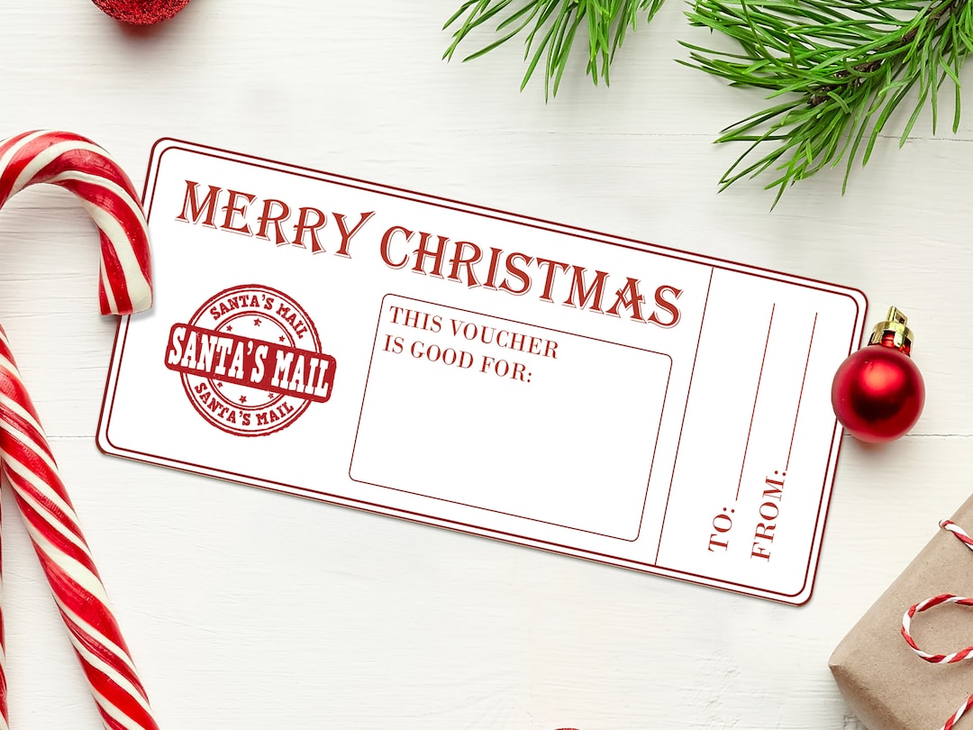 Red Christmas Coupon Voucher - INSTANT DOWNLOAD - Noneditable-ticket ...