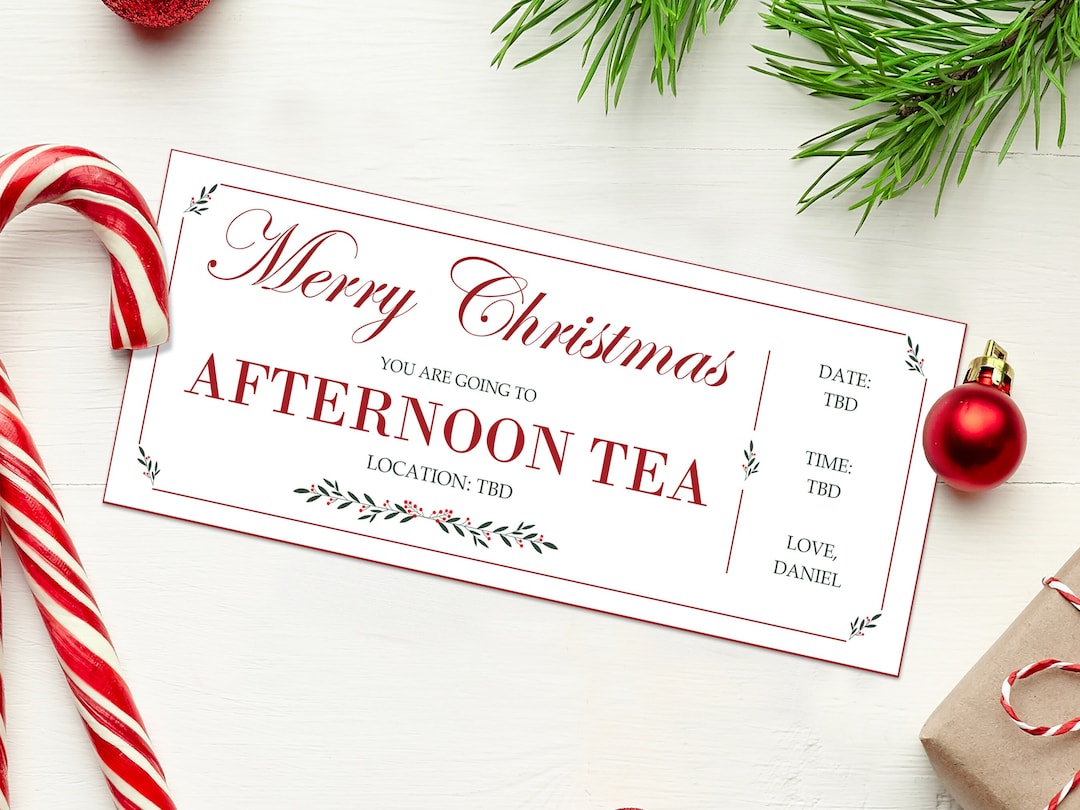 Christmas Afternoon Tea Voucher - INSTANT DOWNLOAD - EDITABLE Text ...