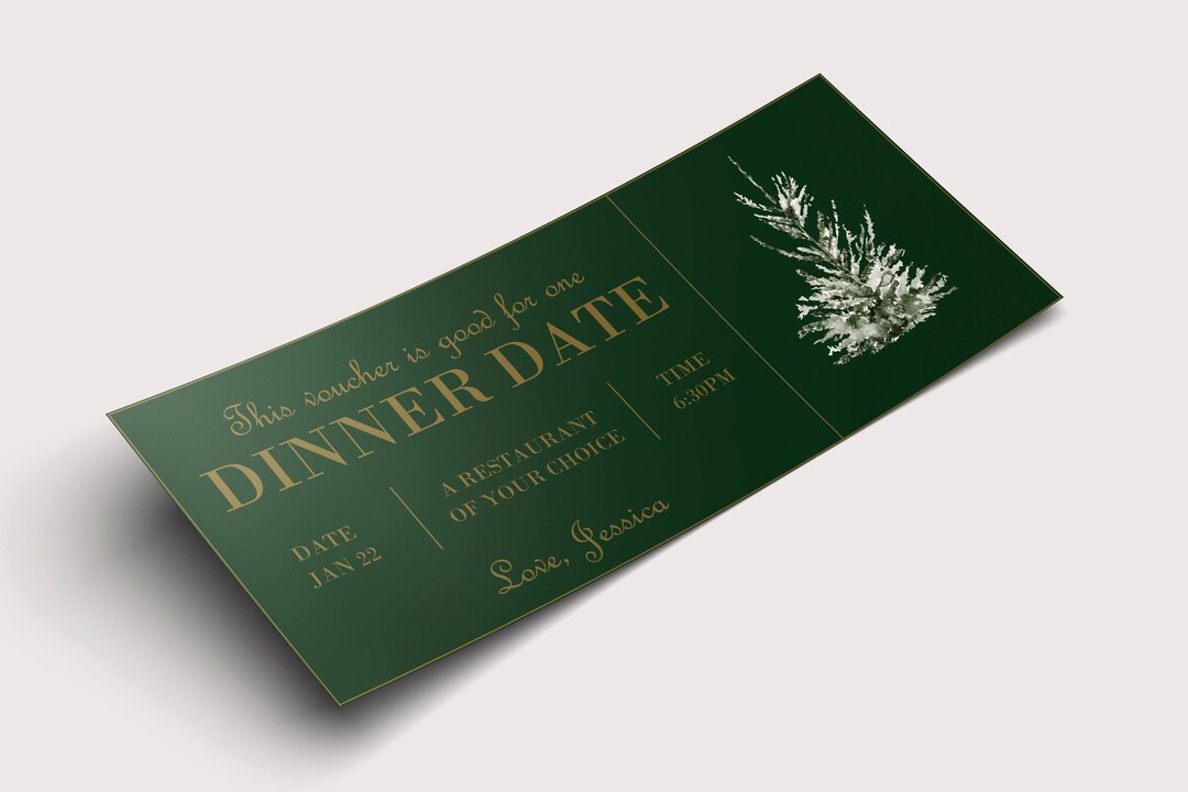 Dinner Out Coupon Voucher Christmas - INSTANT DOWNLOAD - EDITABLE Text ...