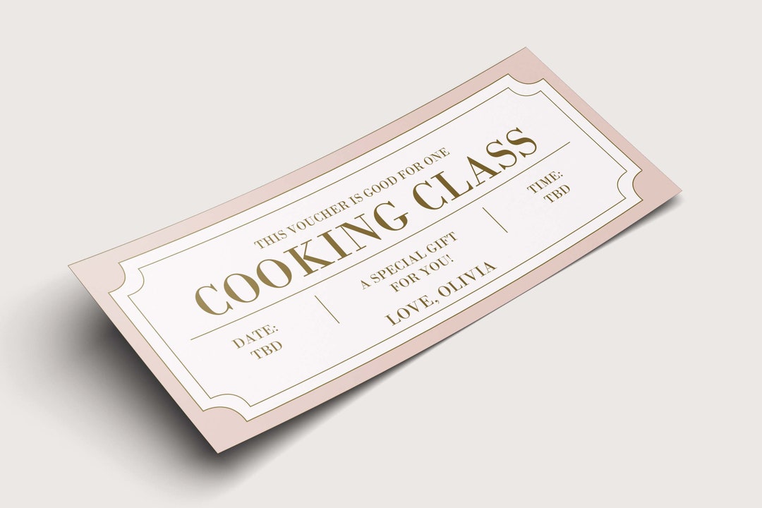 Cooking Class Coupon Voucher - INSTANT DOWNLOAD - EDITABLE Text ...