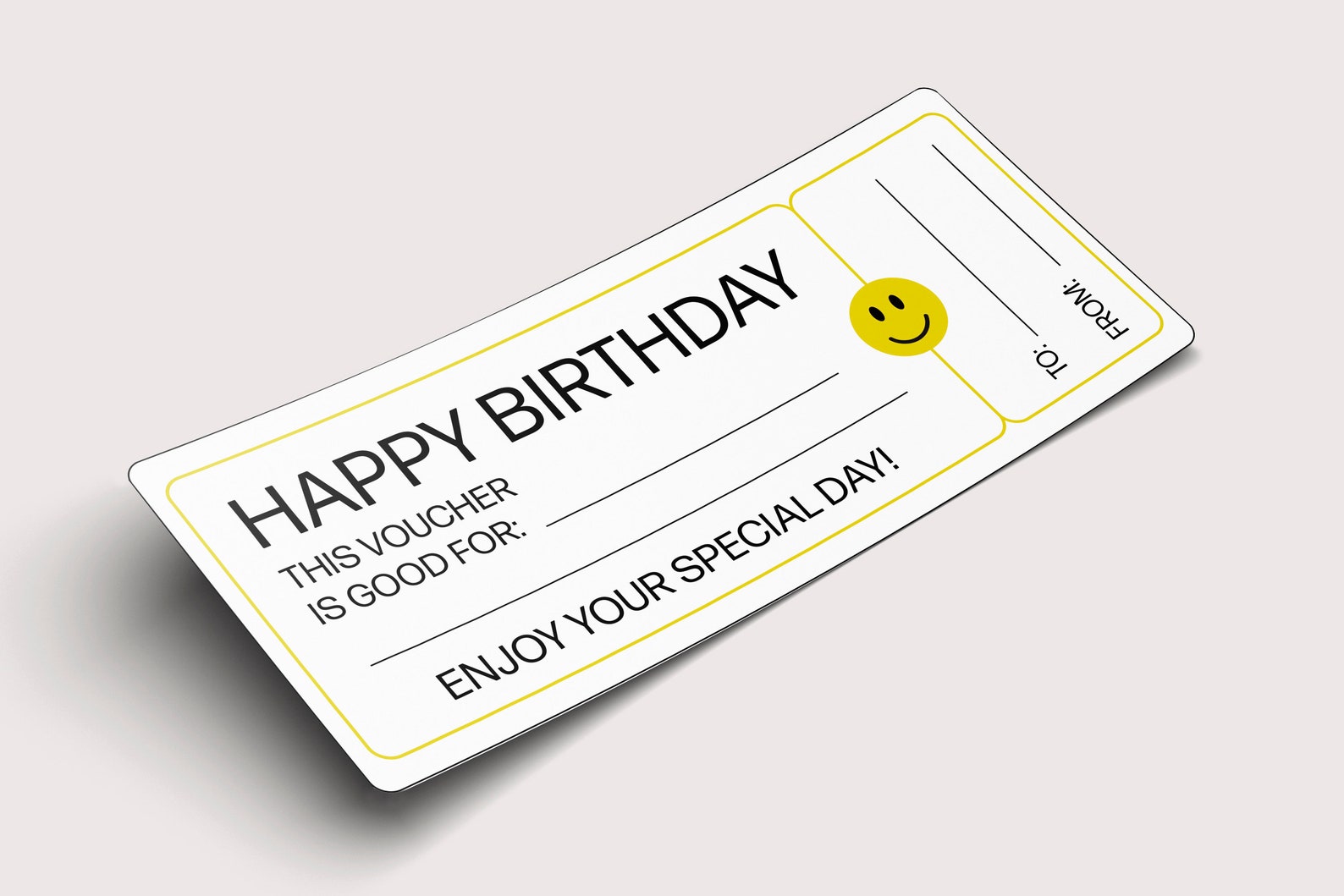 Smiley Face Birthday Coupon Voucher - INSTANT DOWNLOAD - Noneditable ...