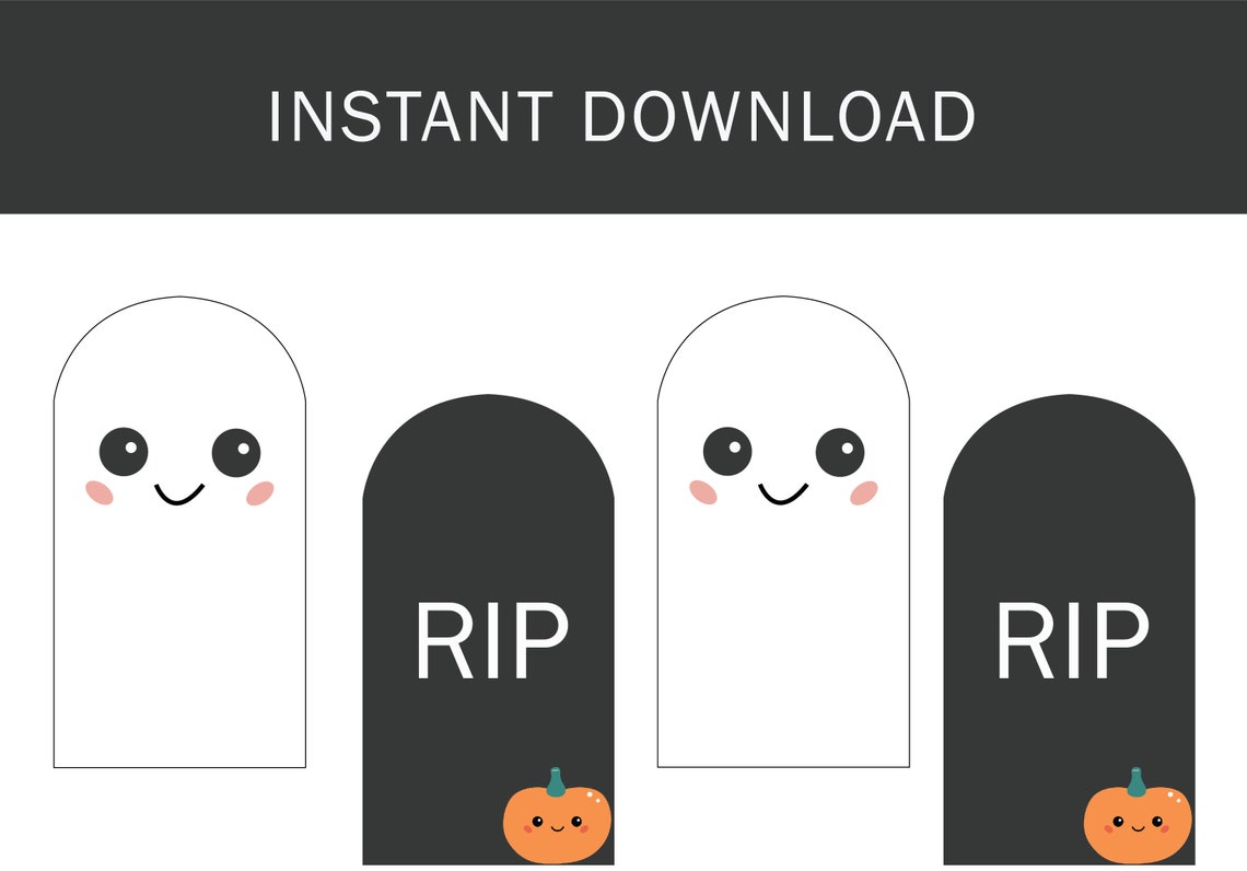 Ghost Tombstone Printable Halloween Banner - INSTANT DOWNLOAD - Non ...