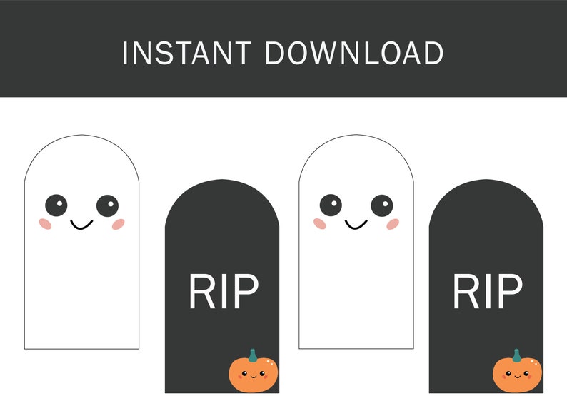 Ghost Tombstone Printable Halloween Banner - INSTANT DOWNLOAD - Non ...