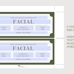 Facial Coupon Voucher - INSTANT DOWNLOAD - EDITABLE Text - Printable ...