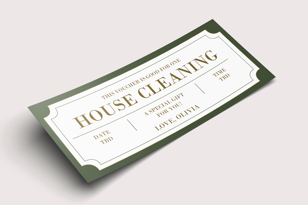House Cleaning Gift Certificate Coupon - INSTANT DOWNLOAD - EDITABLE ...