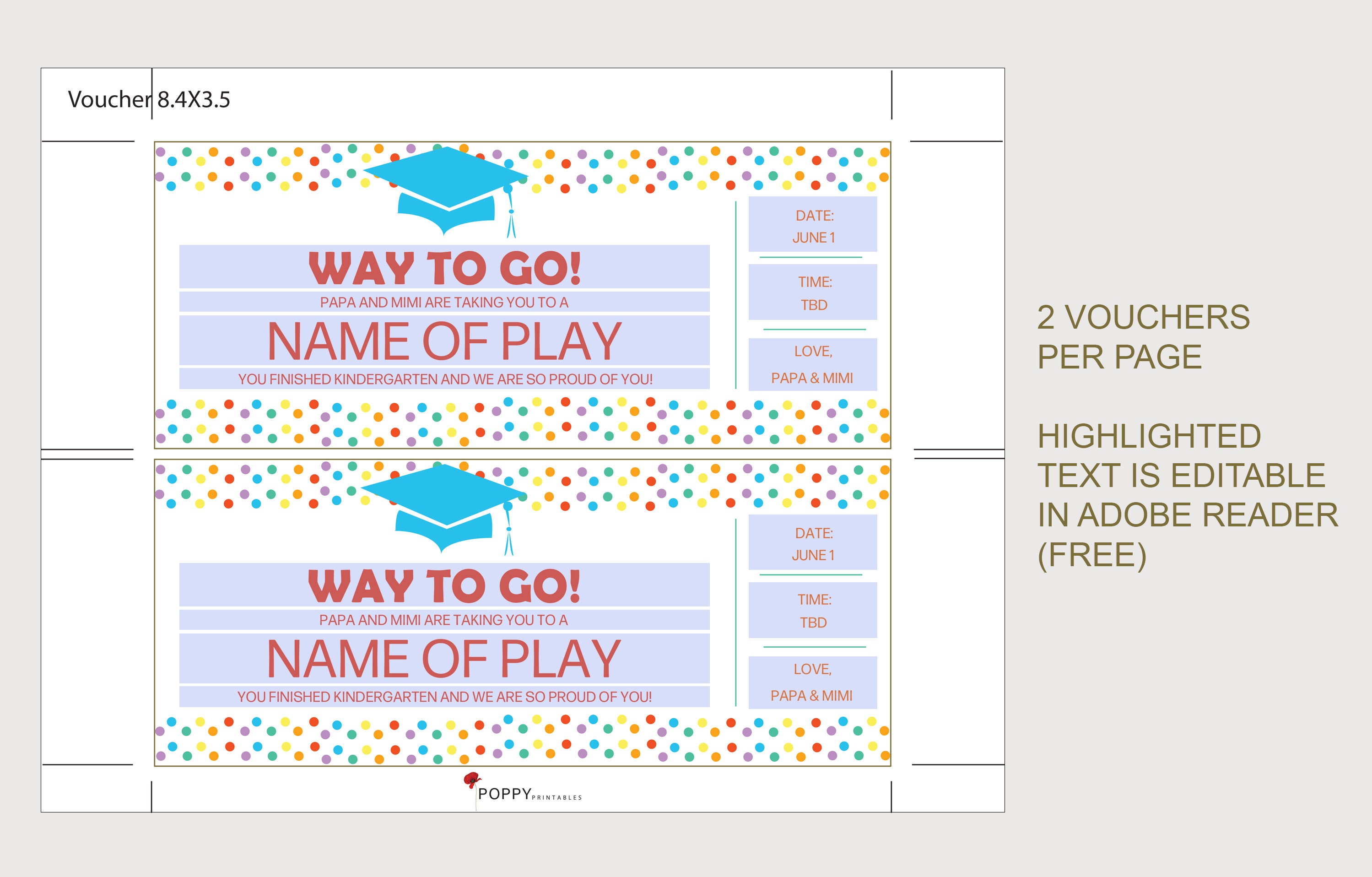 Preschool Kindergarten Gifts Performance Play Coupon - INSTANT DOWNLOAD ...