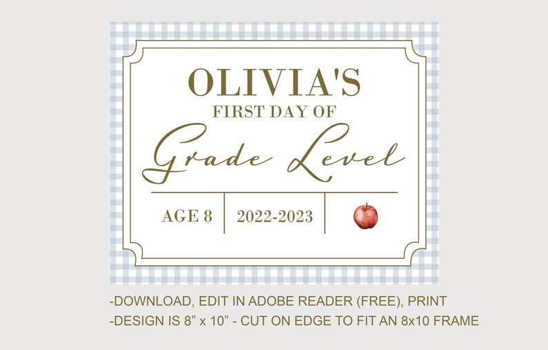 Editable First Day of School Sign Printable - INSTANT DOWNLOAD ...