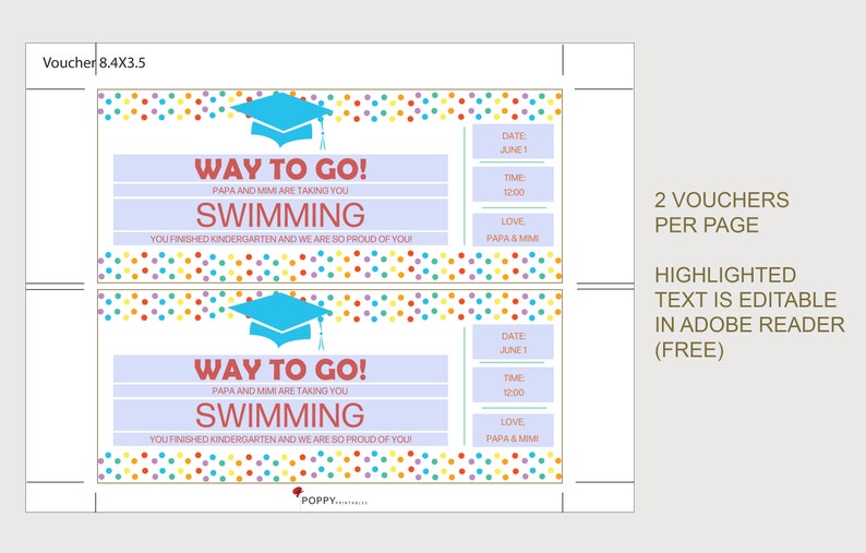 Swimming Preschool Kindergarten Graduation Gifts Coupon - Etsy