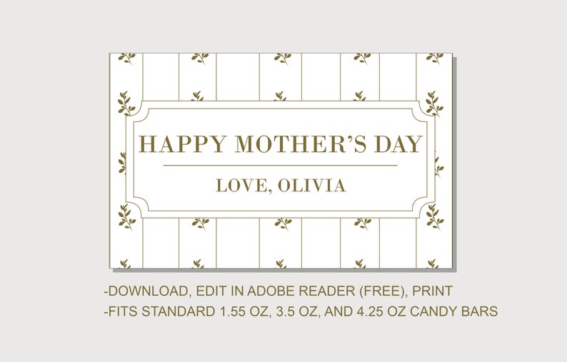 Mother's Day EDITABLE Candy Bar Wrapper INSTANT DOWNLOAD - Etsy