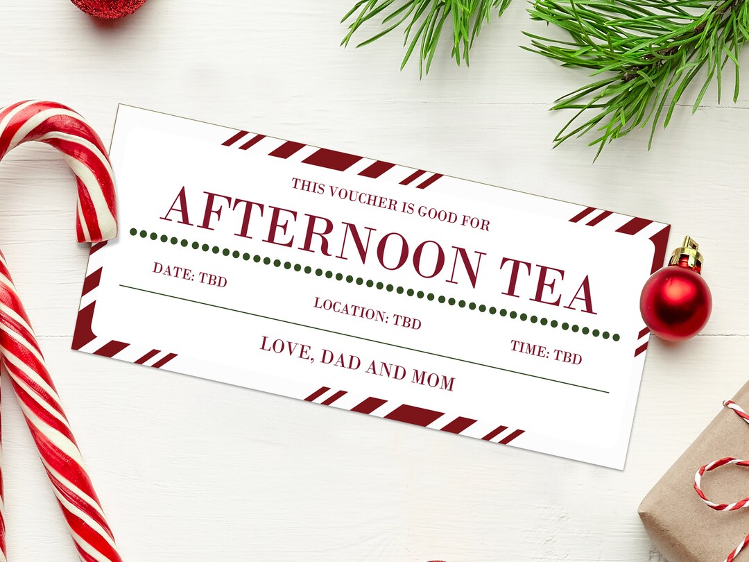 Christmas Afternoon Tea Voucher Download - INSTANT DOWNLOAD - EDITABLE ...