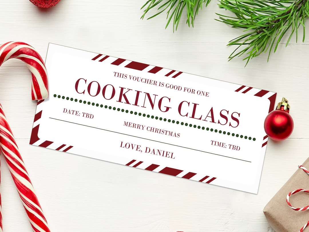 Christmas Cooking Class Gift Certificate - INSTANT DOWNLOAD - EDITABLE ...