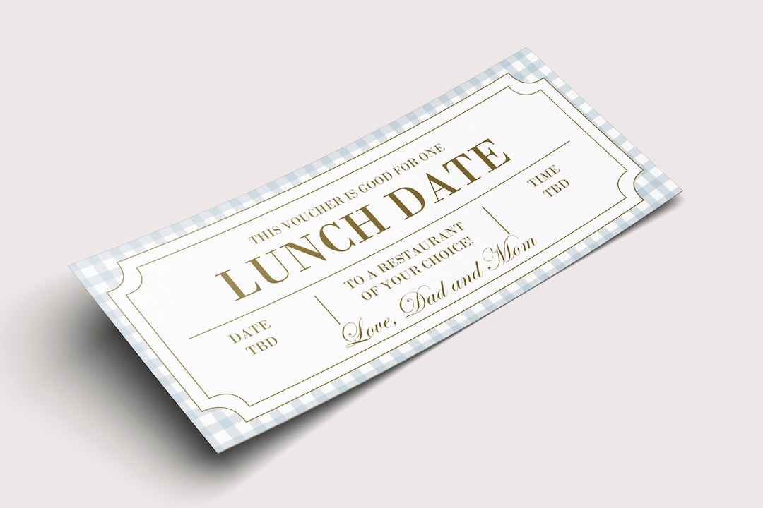 Lunch Date Gift Certificate Coupon - INSTANT DOWNLOAD - EDITABLE Text ...