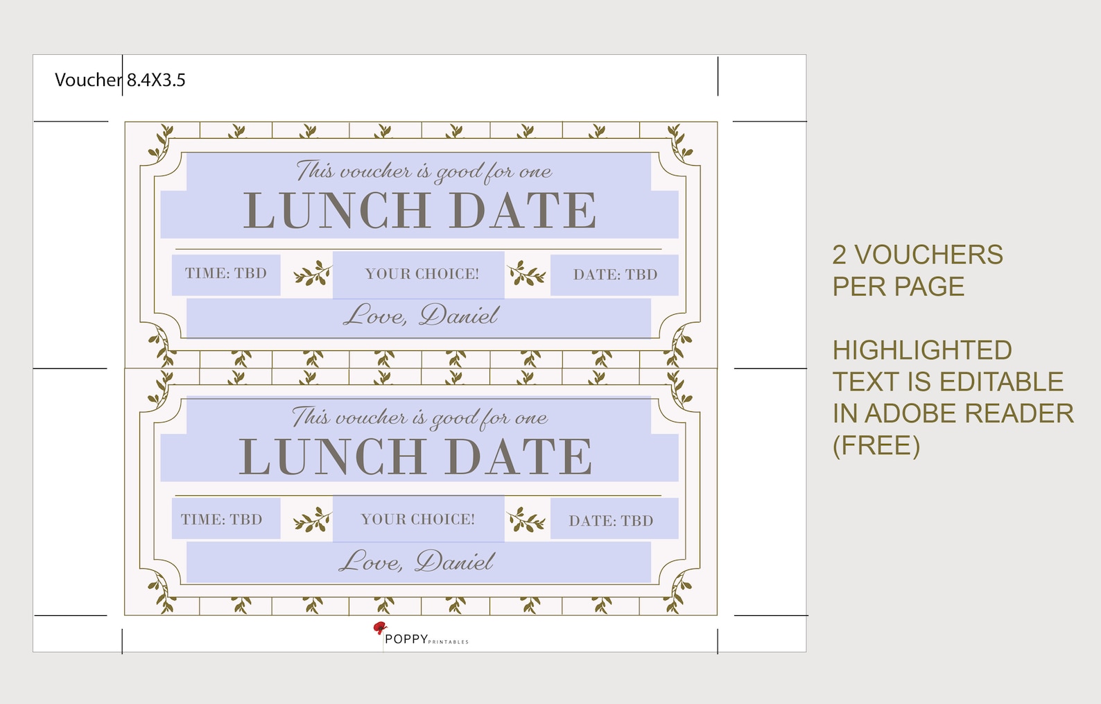 Lunch Coupon Voucher INSTANT DOWNLOAD EDITABLE Text - Etsy