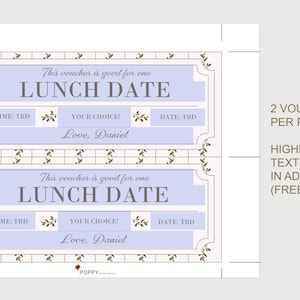 Lunch Coupon Voucher - INSTANT DOWNLOAD - EDITABLE Text - Printable ...