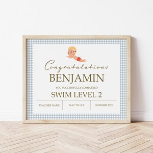 Editable Swimming Certificate 8.5x11 INSTANT DOWNLOAD - Etsy