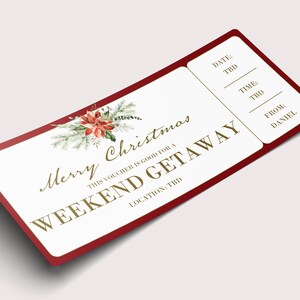 Christmas Weekend Getaway Certificate Coupon - INSTANT DOWNLOAD ...