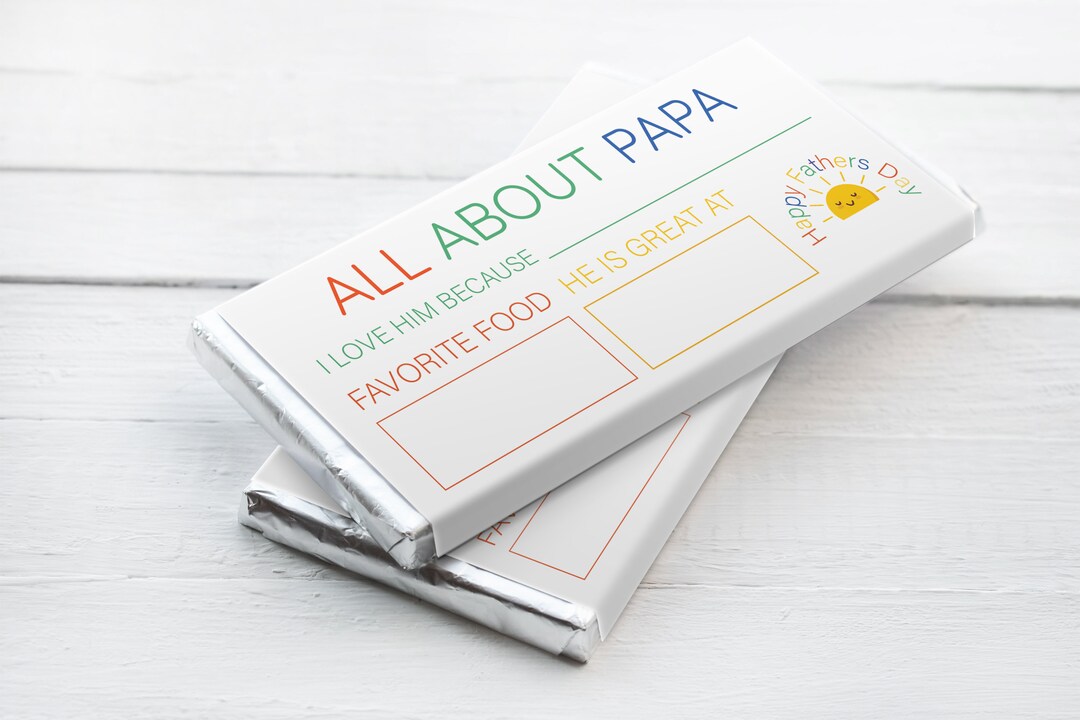 Printable All About Papa Candy Bar Wrapper - INSTANT DOWNLOAD ...
