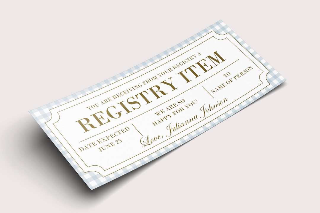 Registry Gift Coupon - INSTANT DOWNLOAD - EDITABLE Text - Printable ...