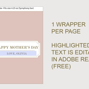 Mother's Day EDITABLE Candy Bar Wrapper - INSTANT DOWNLOAD - Printable ...