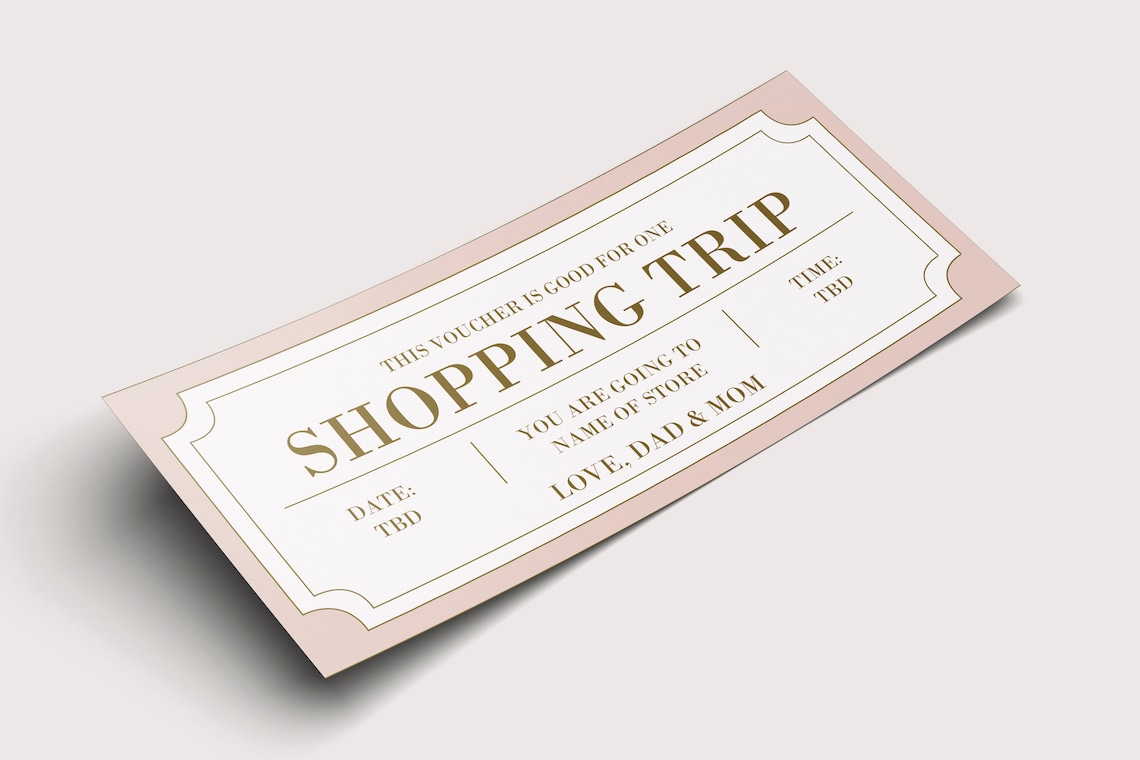Shopping Trip Coupon Certificate - INSTANT DOWNLOAD - EDITABLE Text ...