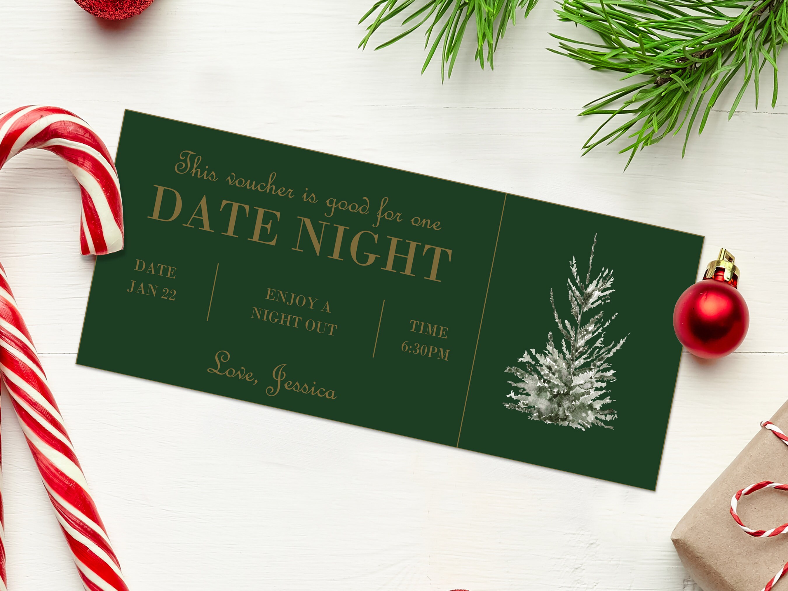 Christmas Date Night Coupon Voucher - INSTANT DOWNLOAD - EDITABLE Text ...