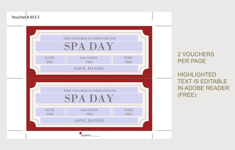 Spa Day Gift Voucher - INSTANT DOWNLOAD - EDITABLE Text - Printable ...