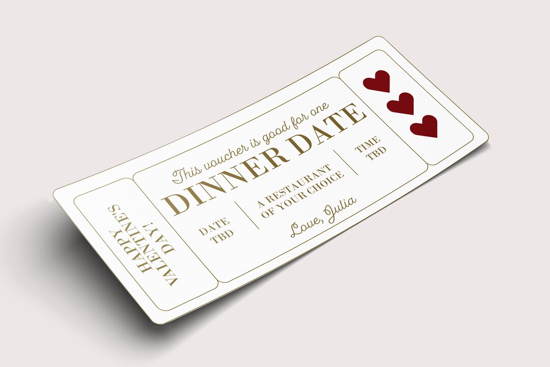 Valentine's Day Dinner Date Gift Voucher INSTANT - Etsy