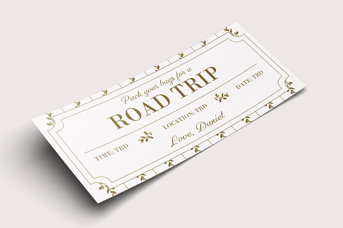 Road Trip Coupon Voucher - INSTANT DOWNLOAD - EDITABLE Text - Printable ...