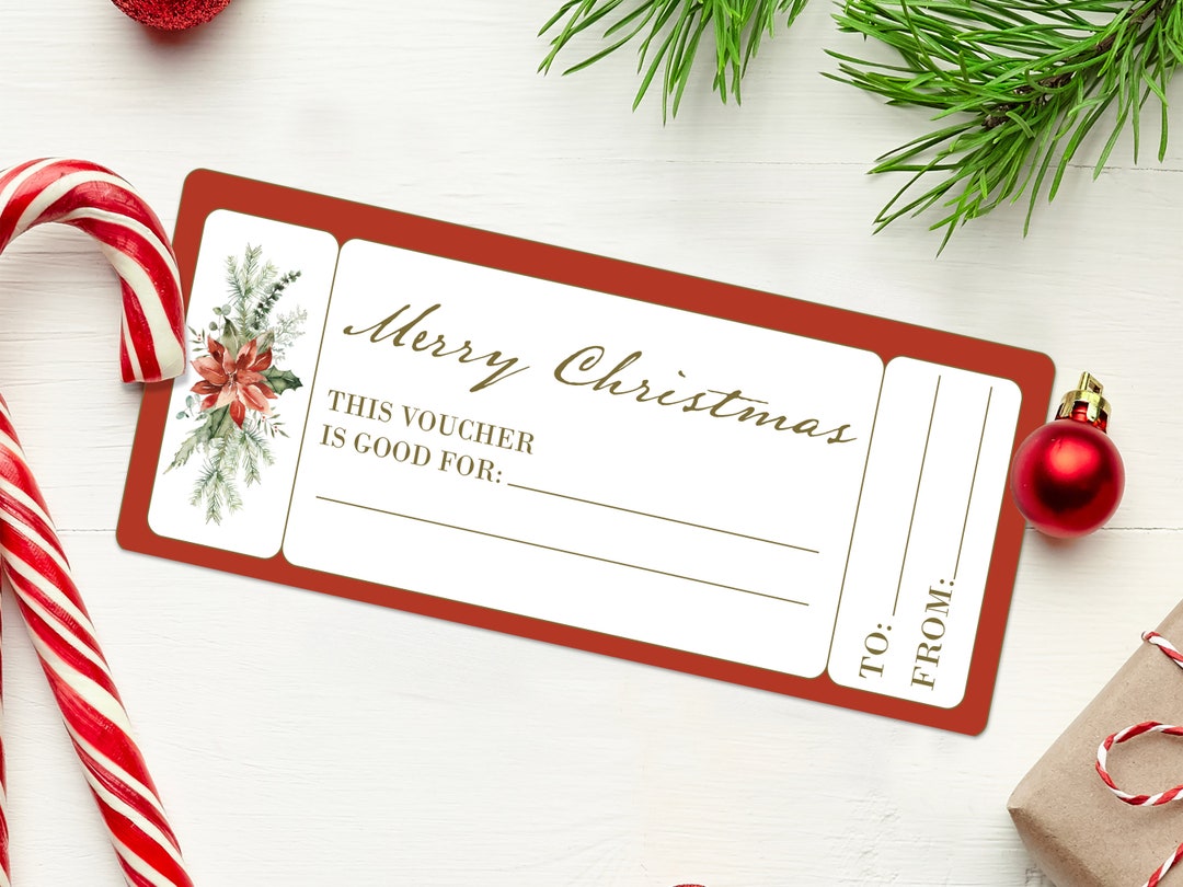 Christmas Coupon Voucher - INSTANT DOWNLOAD - Noneditable-ticket, IOU ...