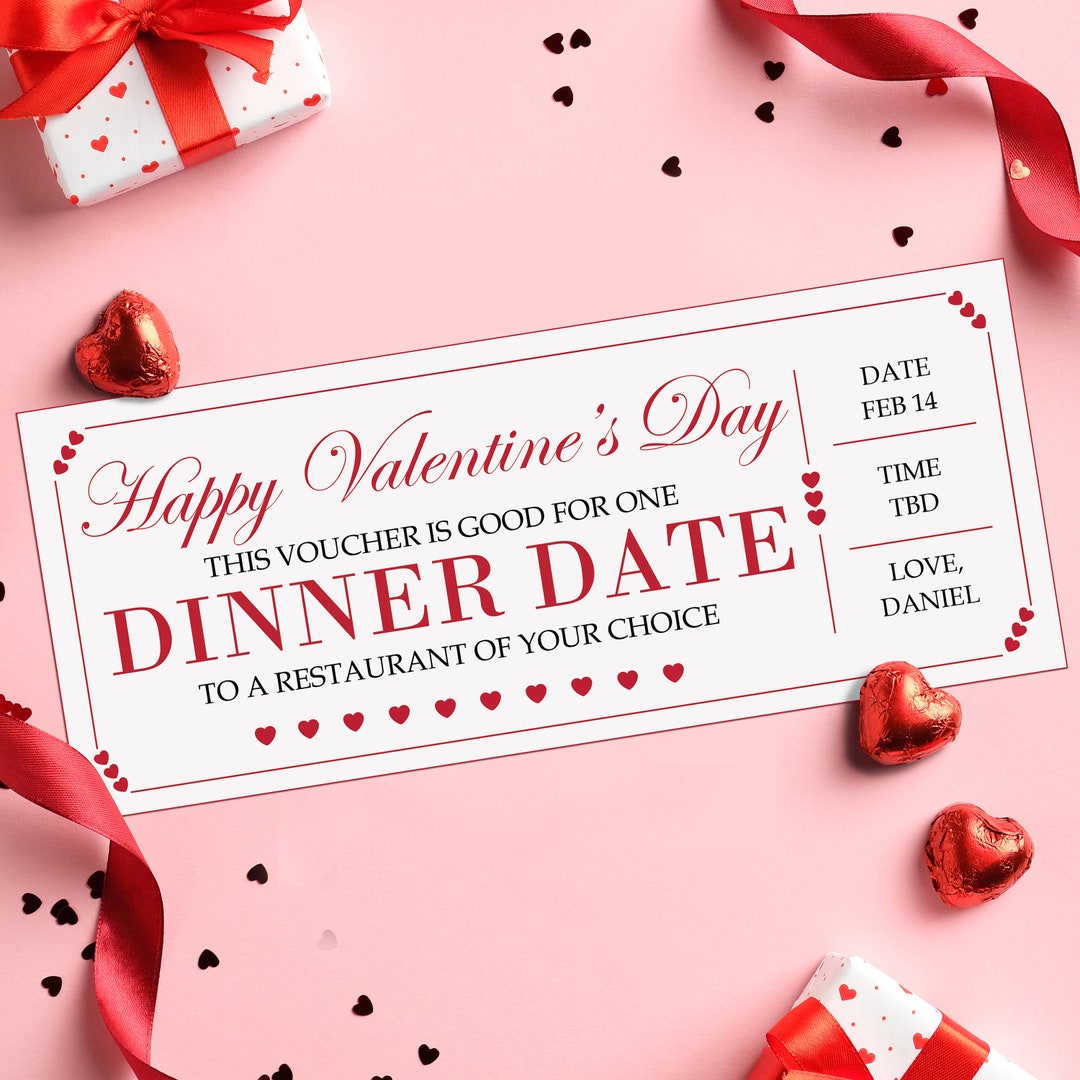 Valentine's Day Dinner Date Gift Voucher - INSTANT DOWNLOAD - EDITABLE ...