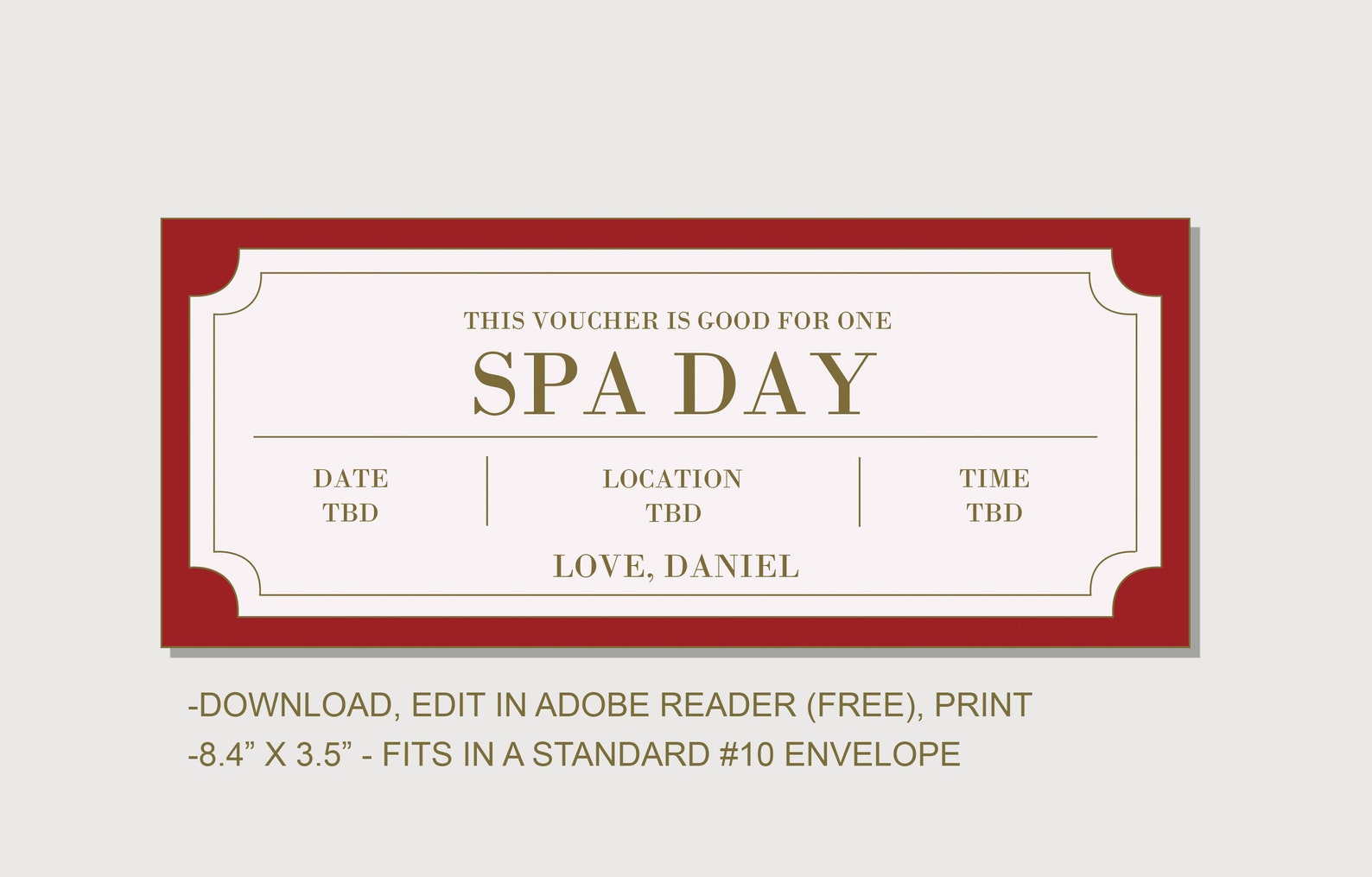Spa Day Gift Voucher - INSTANT DOWNLOAD - EDITABLE Text - Printable ...