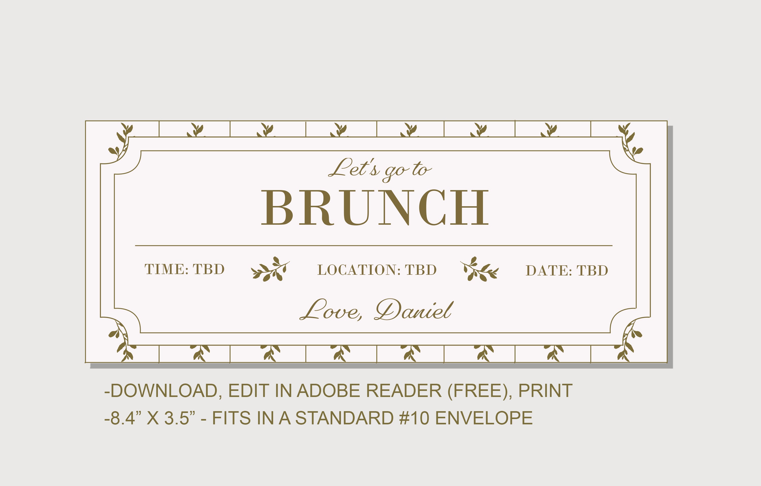 Brunch Coupon Voucher INSTANT DOWNLOAD EDITABLE Text | Etsy