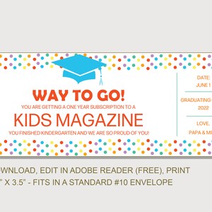Preschool Kindergarten Graduation Magazine Coupon - INSTANT DOWNLOAD ...