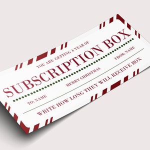Christmas Subscription Box Gift Certificate - INSTANT DOWNLOAD ...