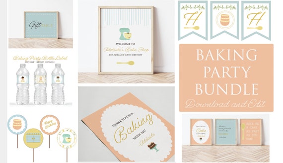 Baking Party Printable Bundle INSTANT DOWNLOAD EDITABLE | Etsy