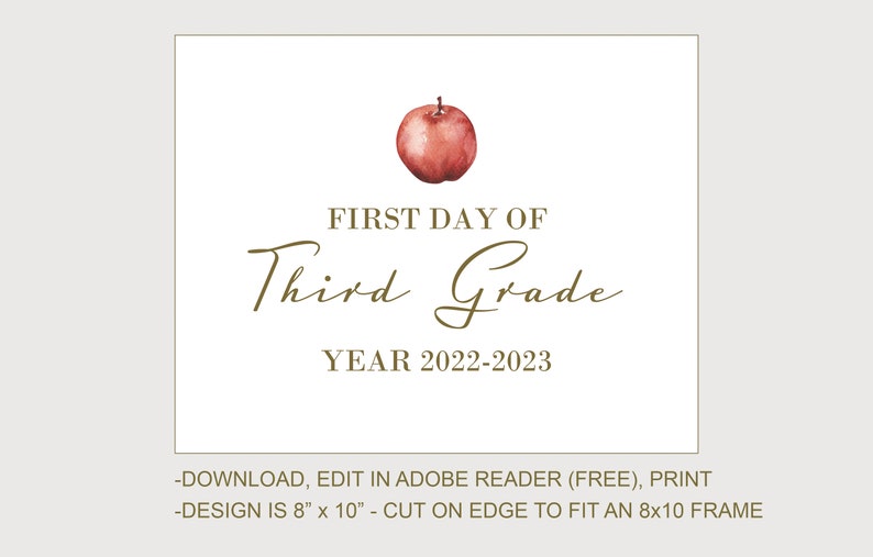 Editable First Day of Third Grade Sign Printable INSTANT - Etsy
