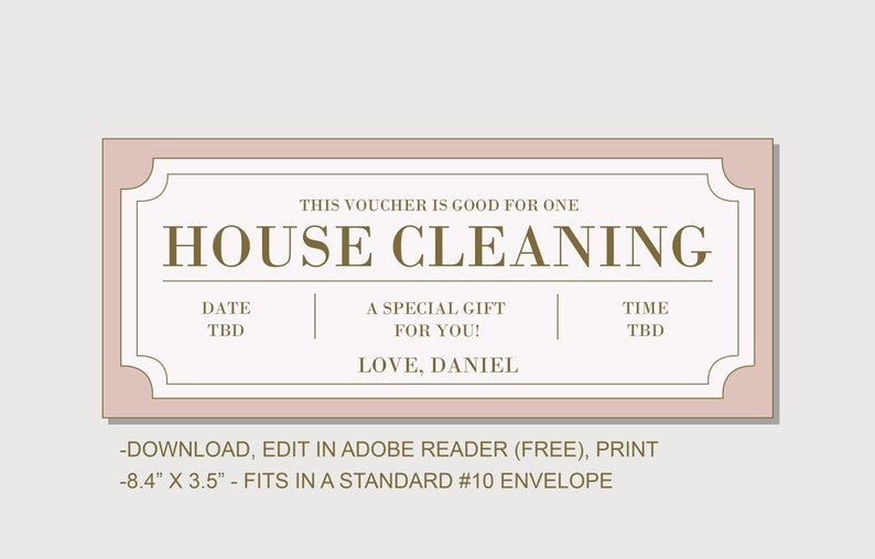 House Cleaning Coupon Voucher - INSTANT DOWNLOAD - EDITABLE Text ...