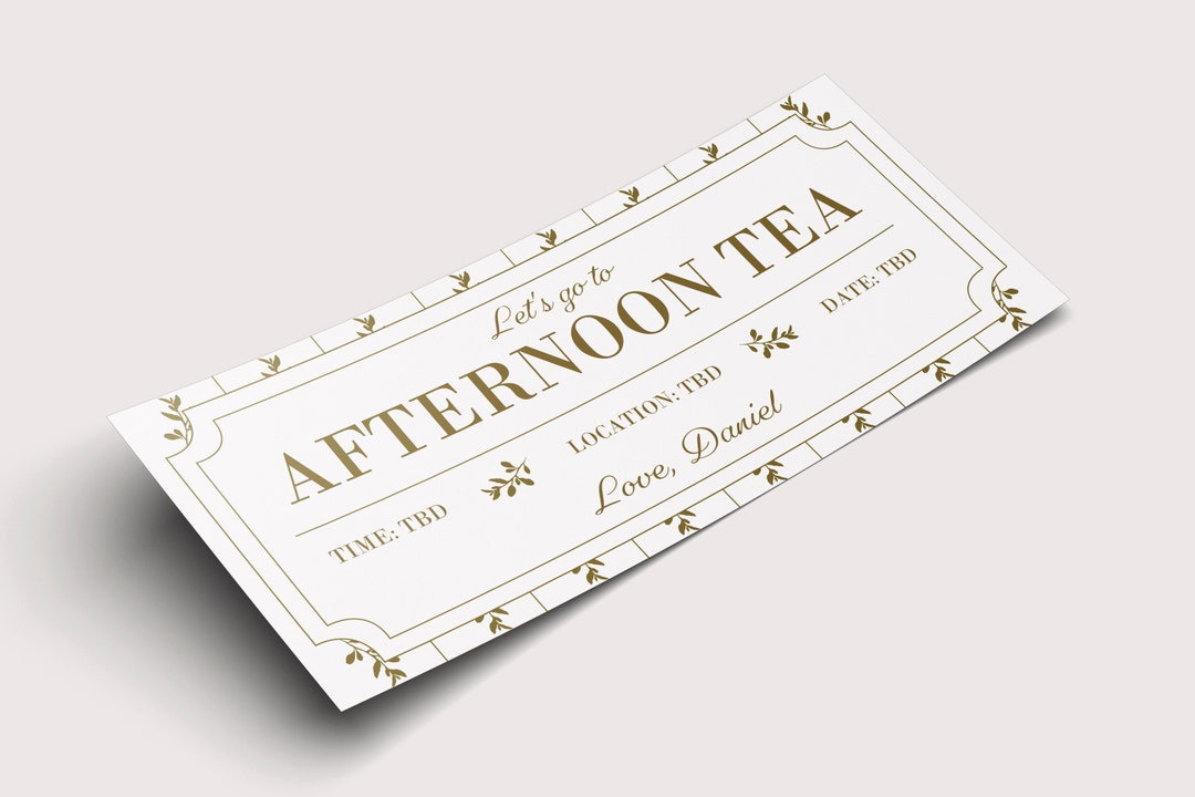 Afternoon Tea Coupon Voucher - INSTANT DOWNLOAD - EDITABLE Text ...